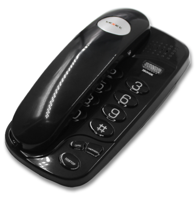 Телефон проводной Texet TX-238 чёрный, 126898 купить в Алматы