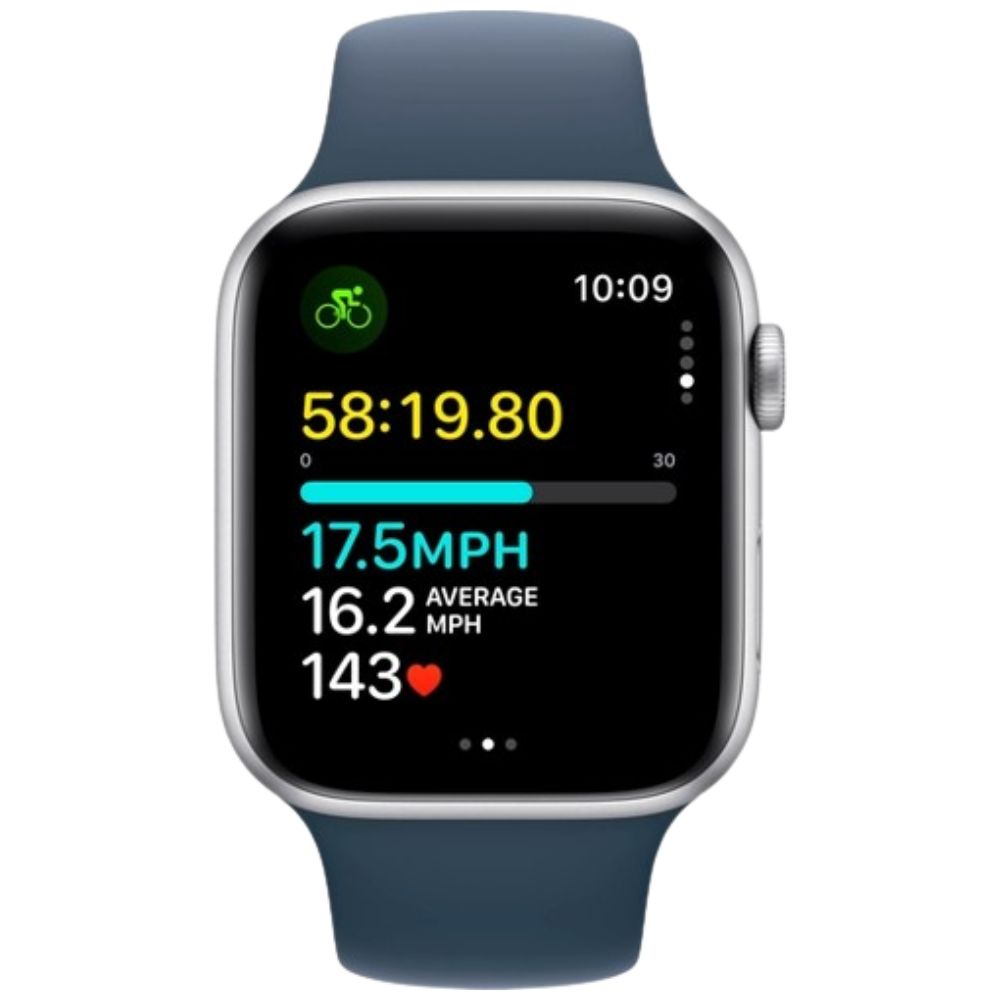 Apple Watch SE GPS 44mm Silver Aluminium Case with Storm Blue Sport ...